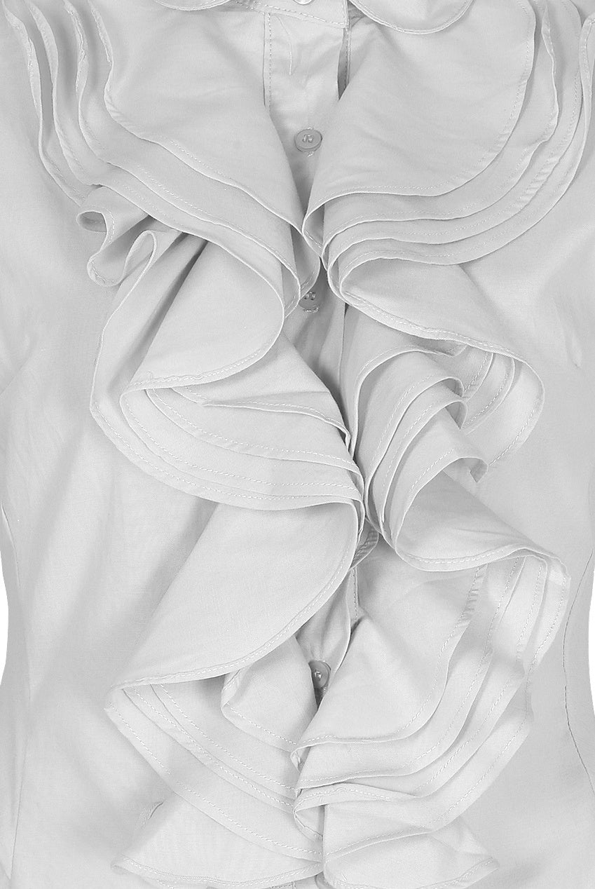 Front Ruffle Sleeveless Blouse – GlamourNaire