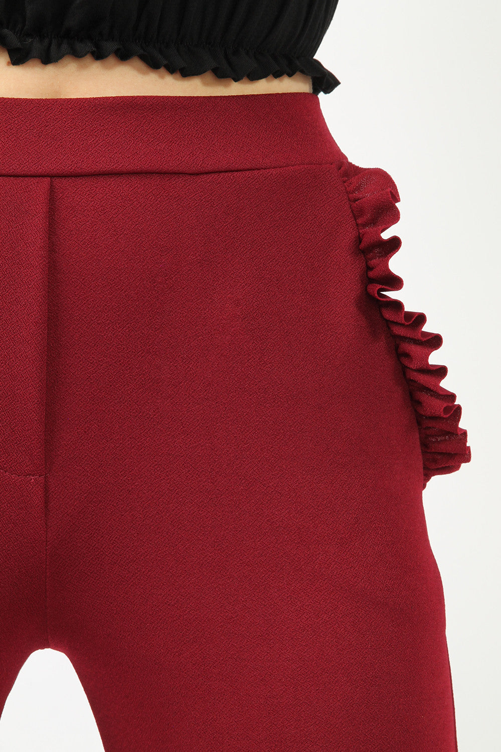 Fitted Frill Hem Ankle Pant – GlamourNaire